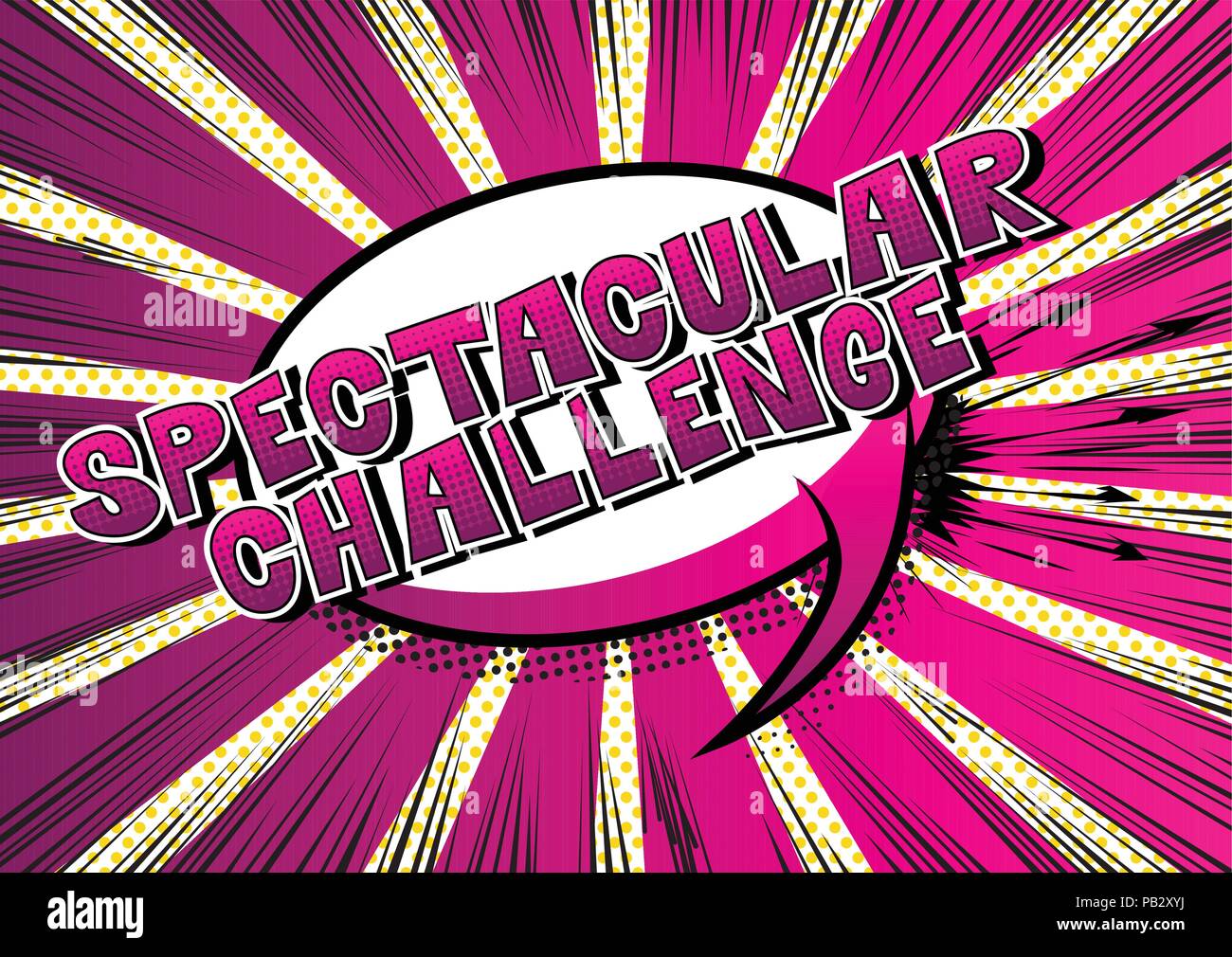 Spectacular Challenge - Comic book style word on abstract background ...