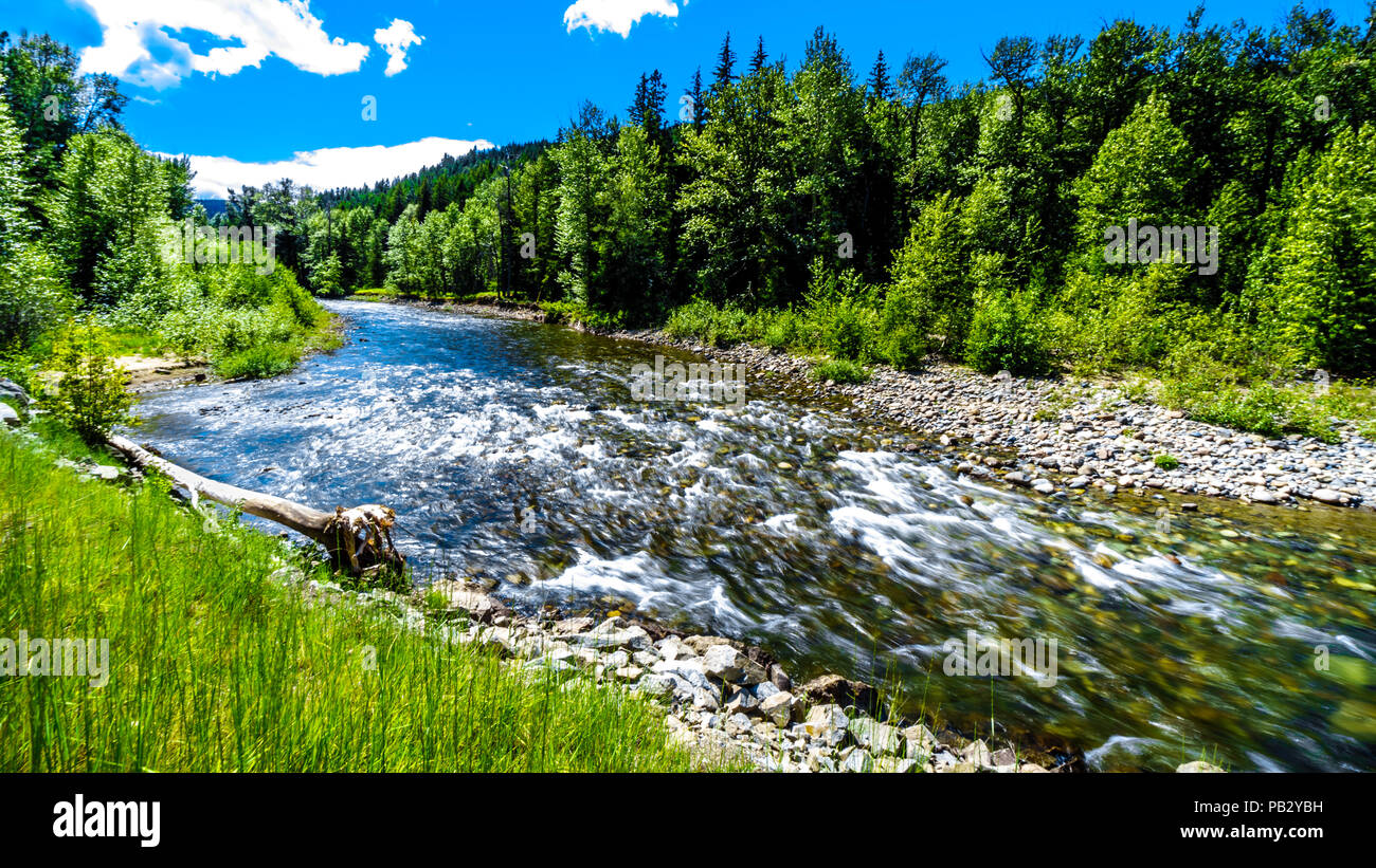 Fast flowing water of the Coldwater River at the intersection between ...