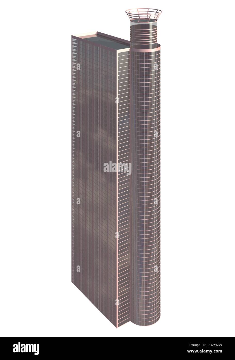 3D illustration skyscraper building isolated on white background Stock ...