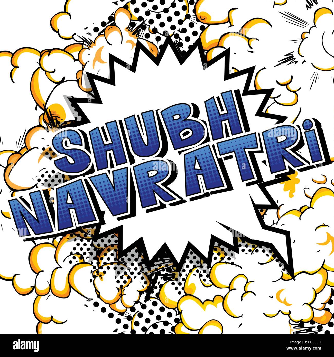 Happy Navratri. Vector Illustration for the Hindu festival. Comic book ...