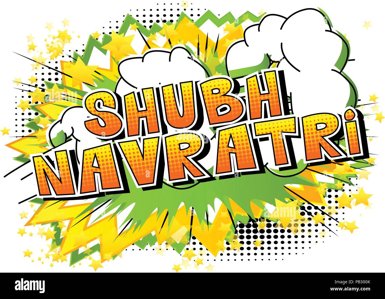 Happy Navratri. Vector Illustration for the Hindu festival. Comic book ...