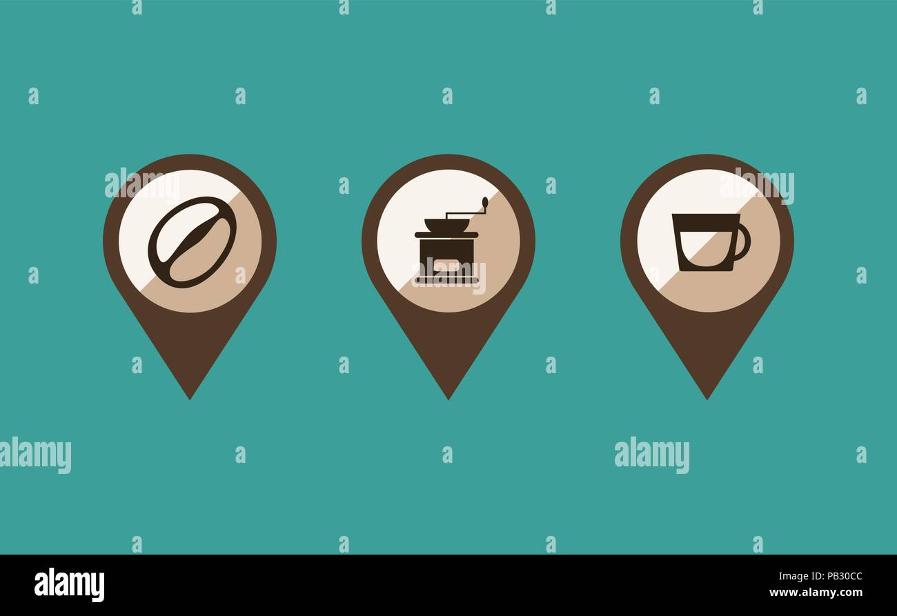 Set of Pins with Cafe Theme. Fat Design Stock Vector Image & Art - Alamy