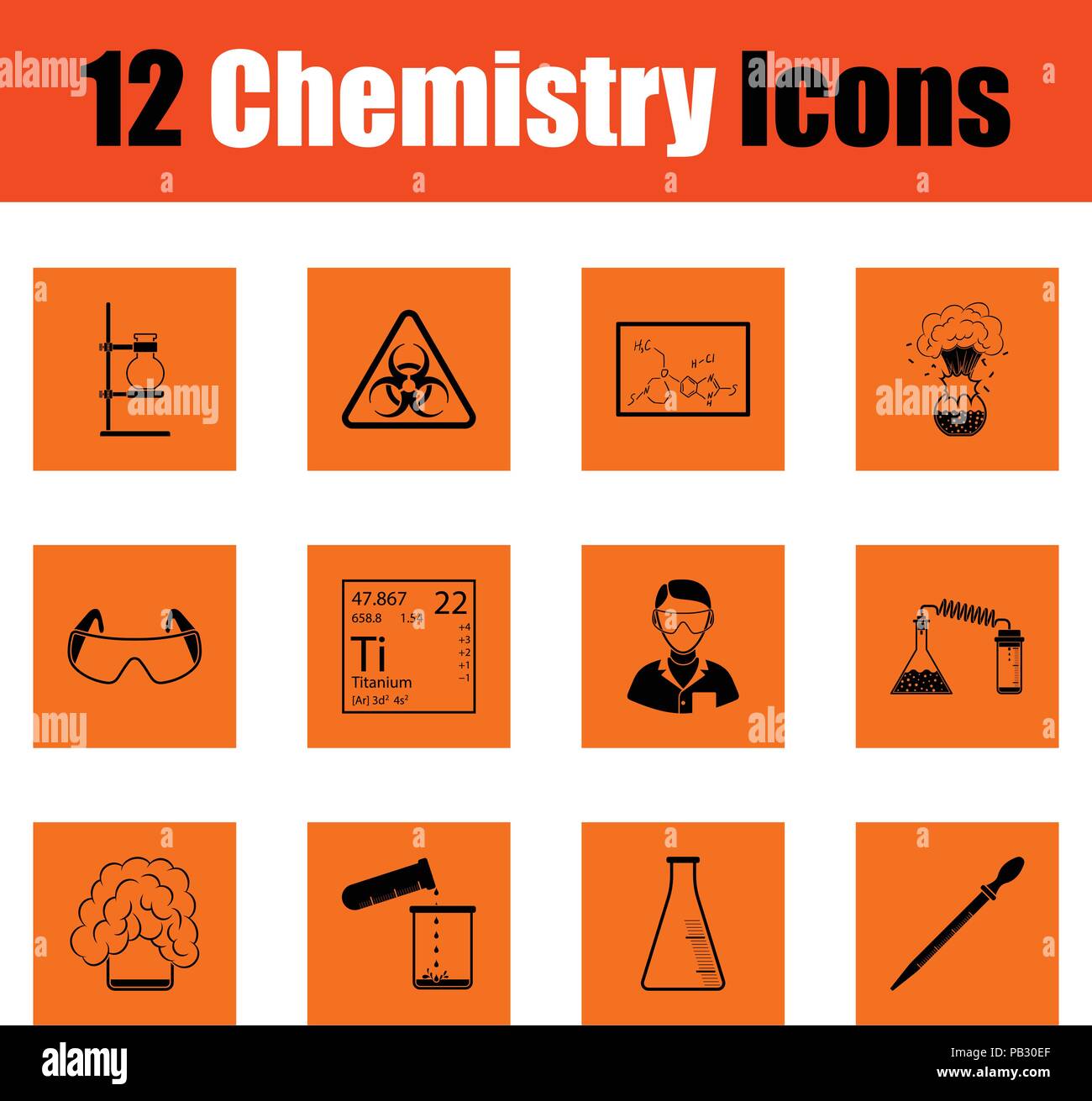 Chemistry icon set. Orange design. Vector illustration Stock Vector ...