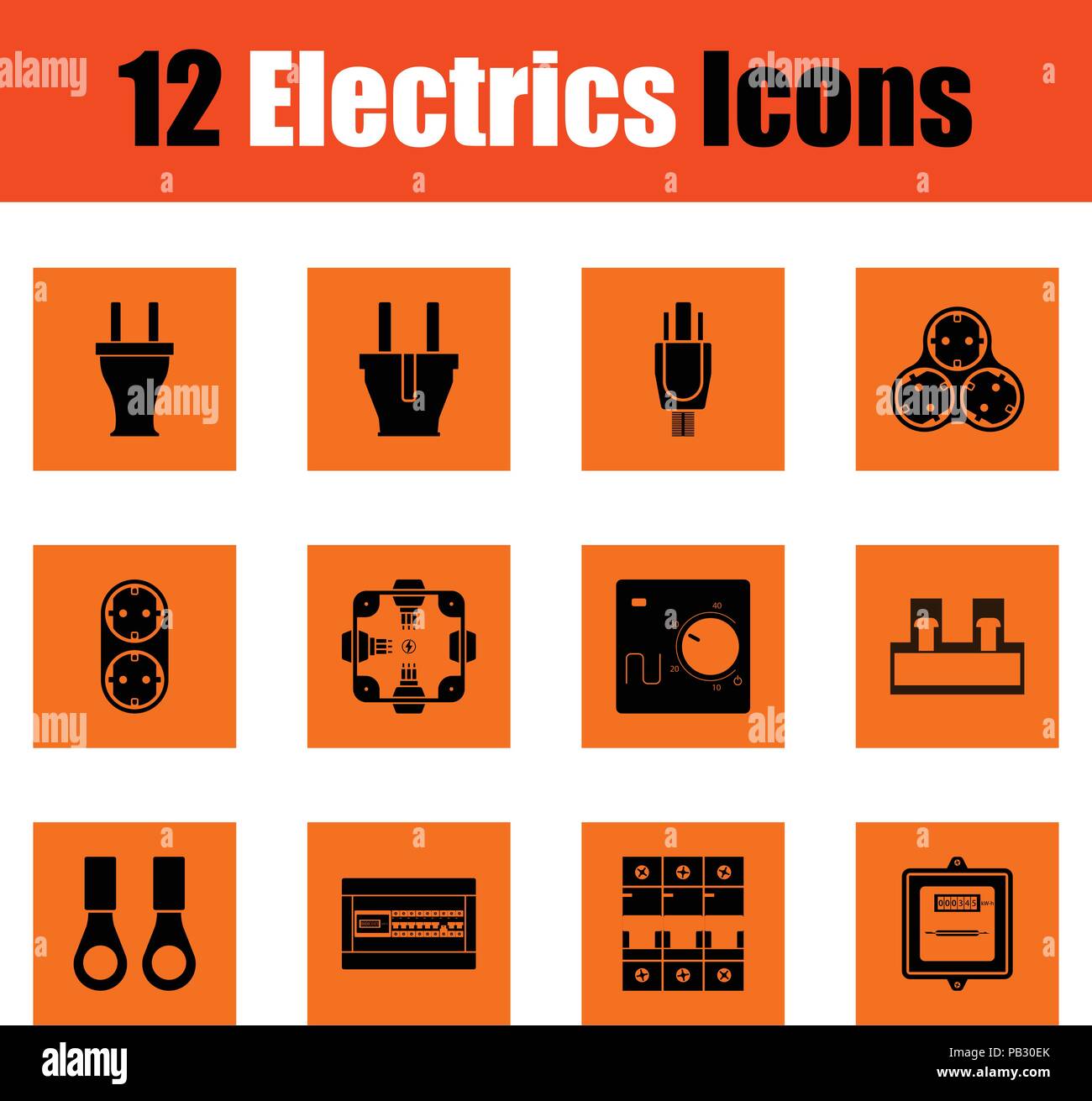 Electrics icon set. Orange design. Vector illustration Stock Vector ...