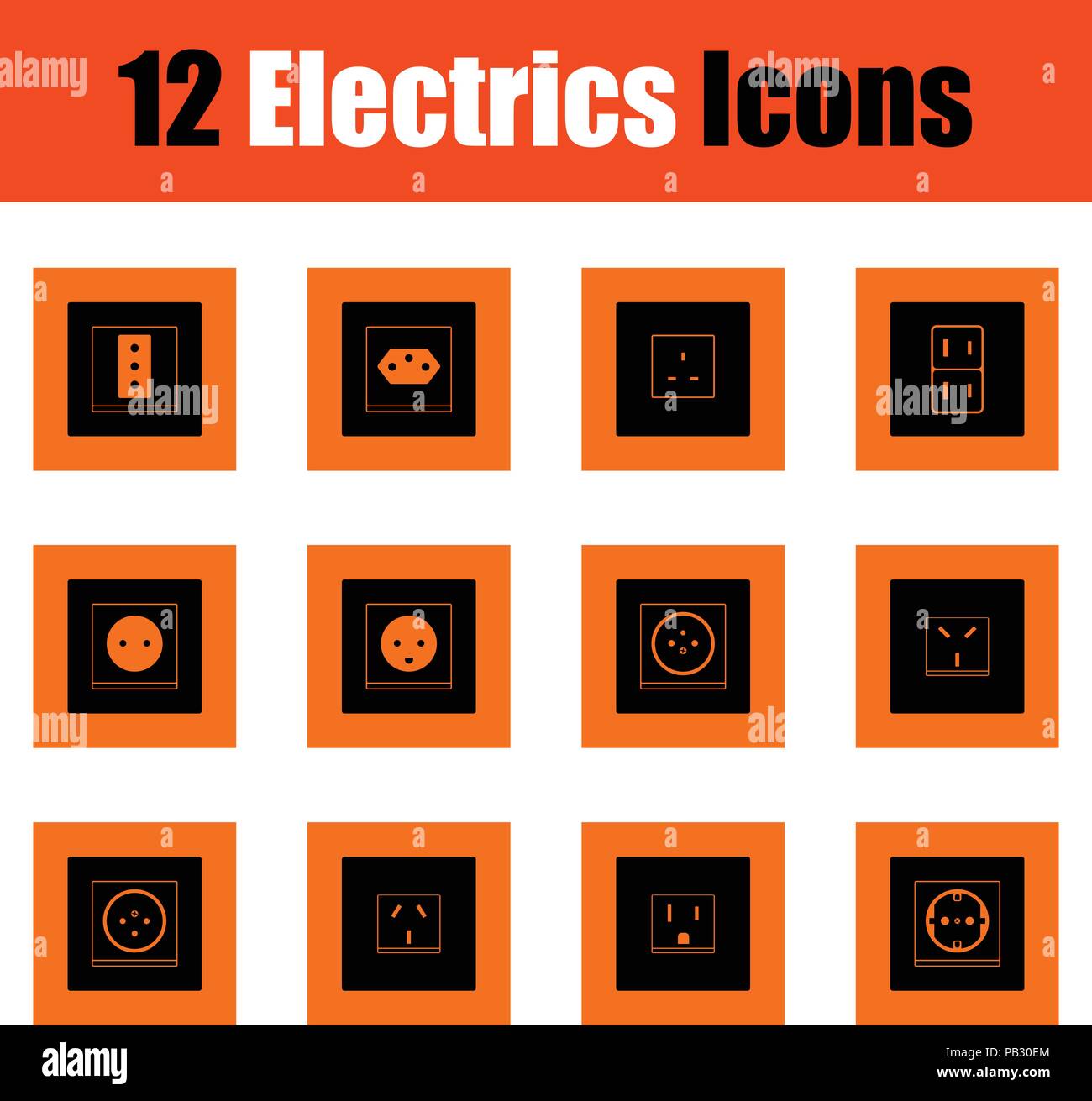 Electrics icon set. Orange design. Vector illustration Stock Vector ...