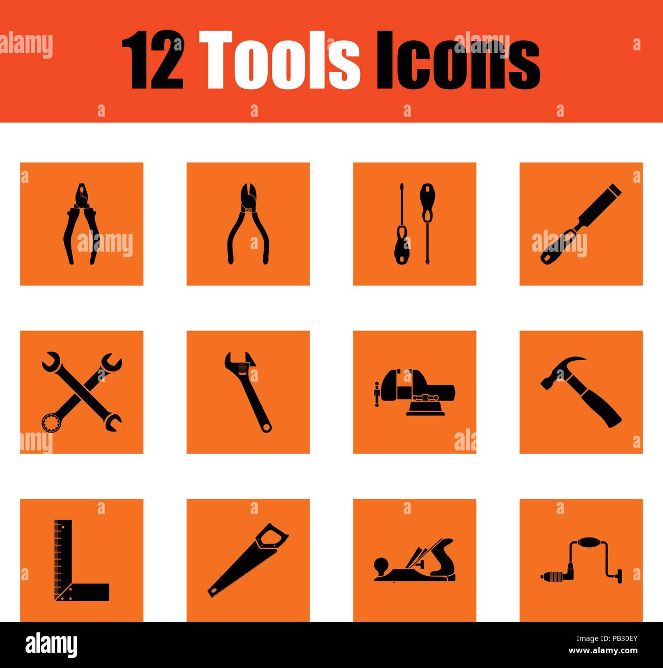 Set of tools icons. Orange design. Vector illustration Stock Vector ...