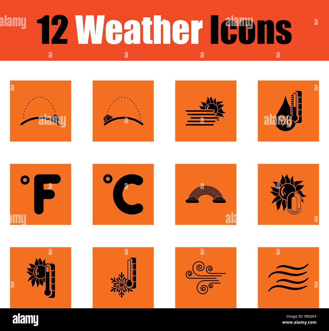Set of weather icons. Orange design. Vector illustration Stock Vector ...