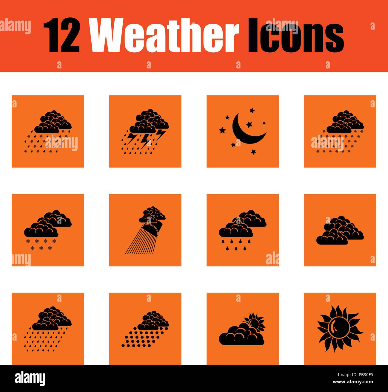 Set of weather icons. Orange design. Vector illustration Stock Vector ...