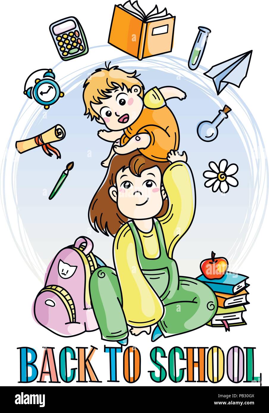 Welcome back to school. Cute school kid ready to education. Vector ...