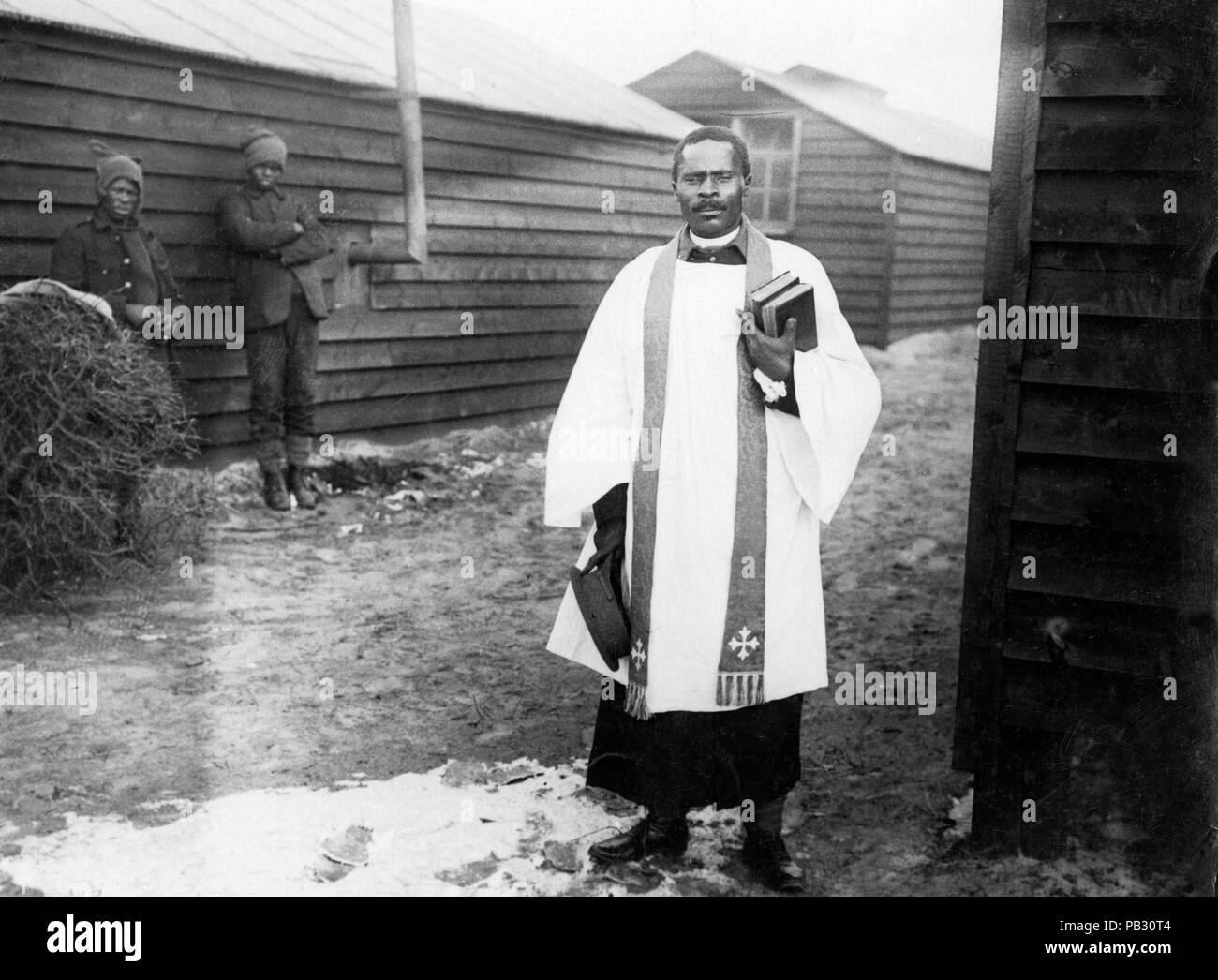 Official photograph taken on the British Western Front showing priest ...