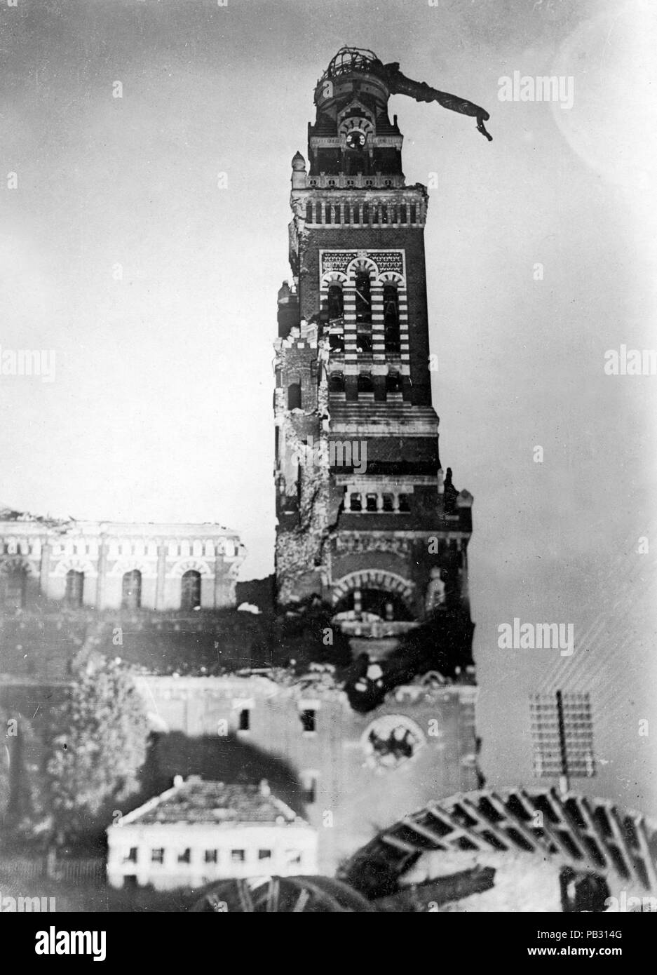 Official photograph taken on the British Western Front showing church ...