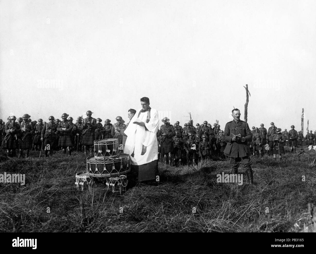Official photograph taken on the British Western Front showing priest ...