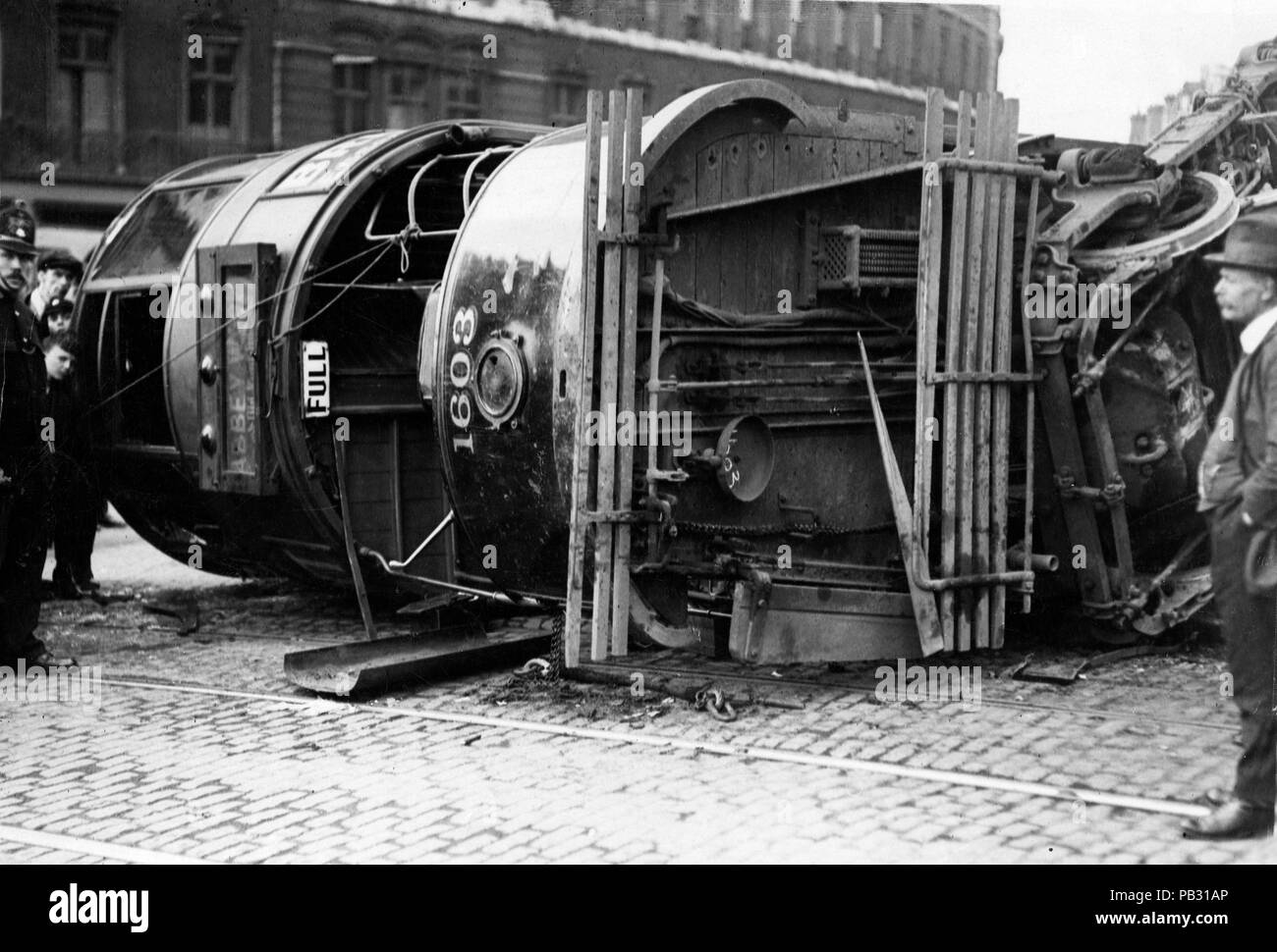 Official photograph taken on the British Western Front showing tram ...