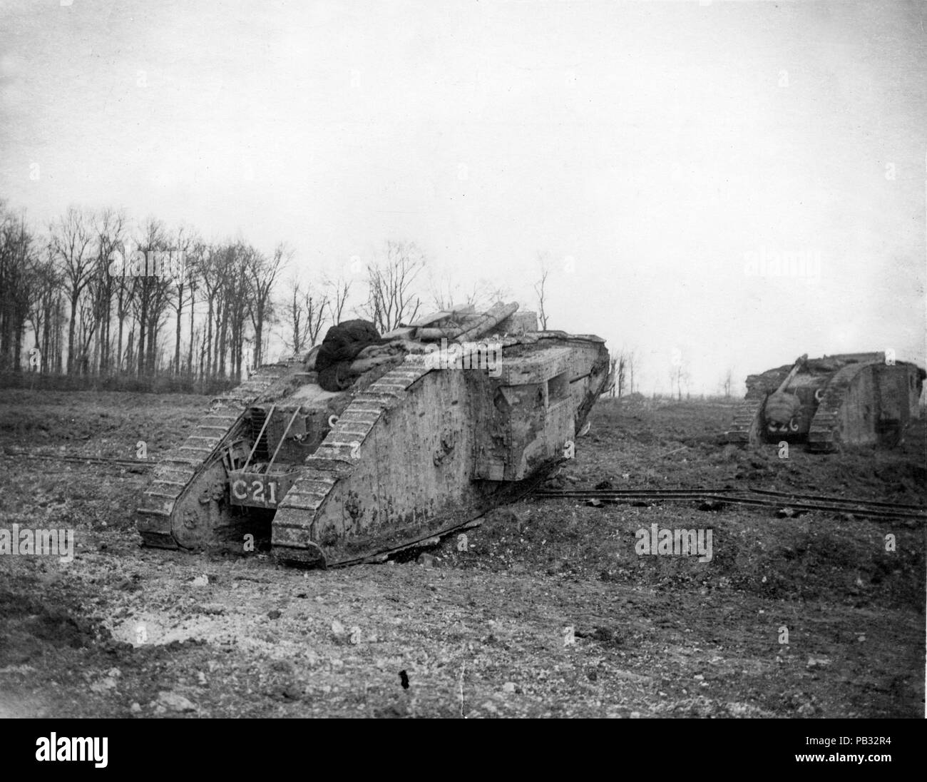 Official photograph showing tanks on the British Western Front Stock ...