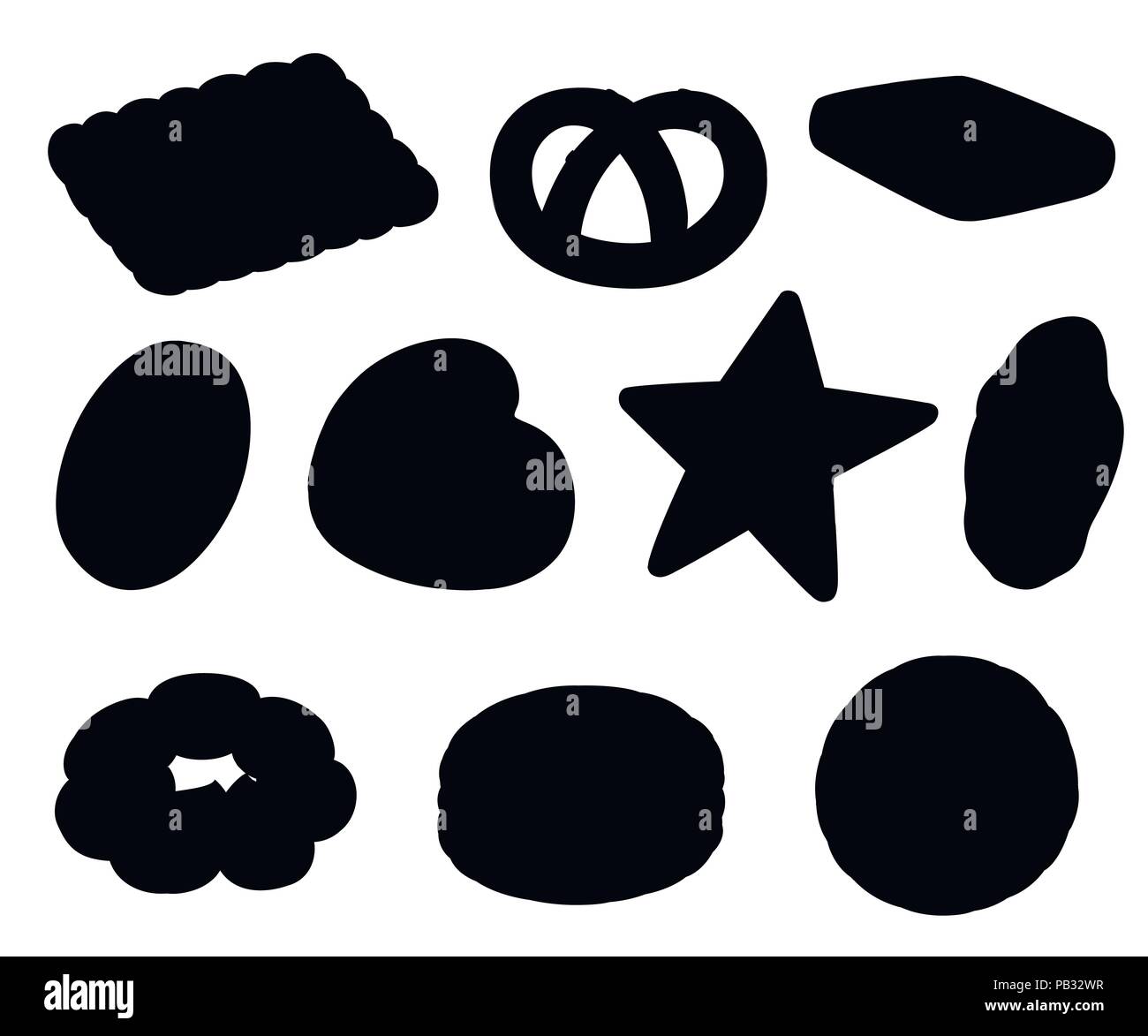 Black silhouette. Cookie and biscuit icon collection. Colorful flat ...