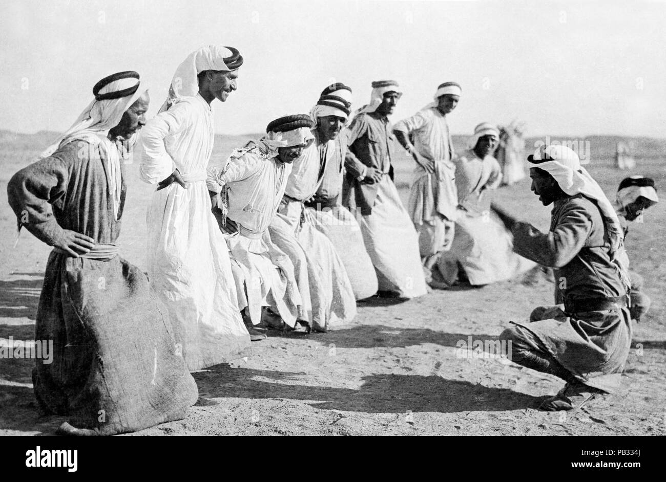 Official photograph showing Middle Eastern men exercising Stock Photo ...