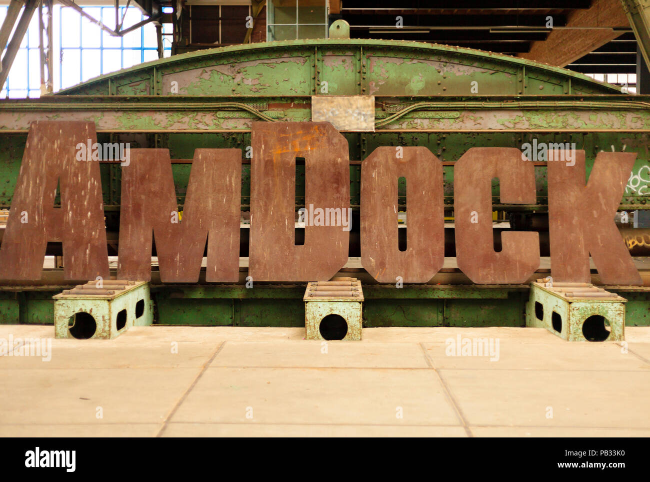 Sign for Amdock, the rrenovated Eastern dockland area of Amsterdam Stock Photo - Alamy