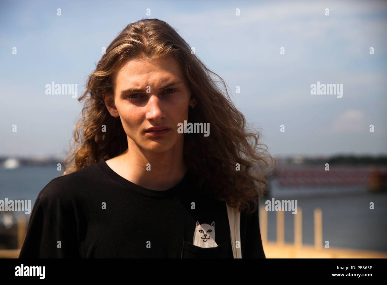 Helsinki, Finland. 24th July, 2018. A model posing outside during ...