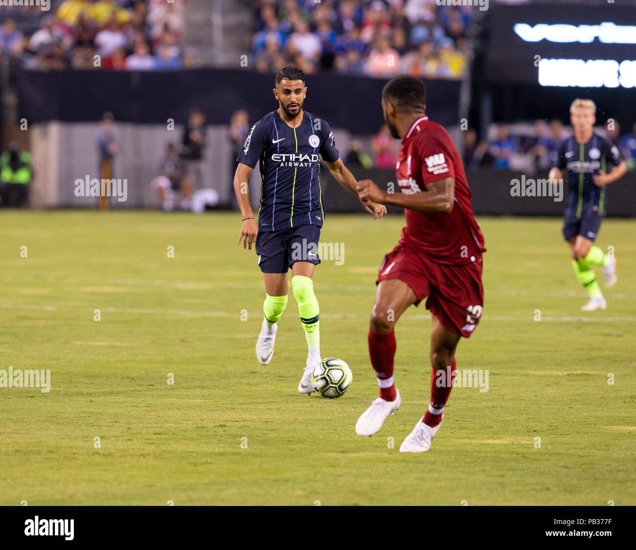 East Rutherford, NJ - July 25, 2018: Riyad Mahrez (26) of Manchester ...