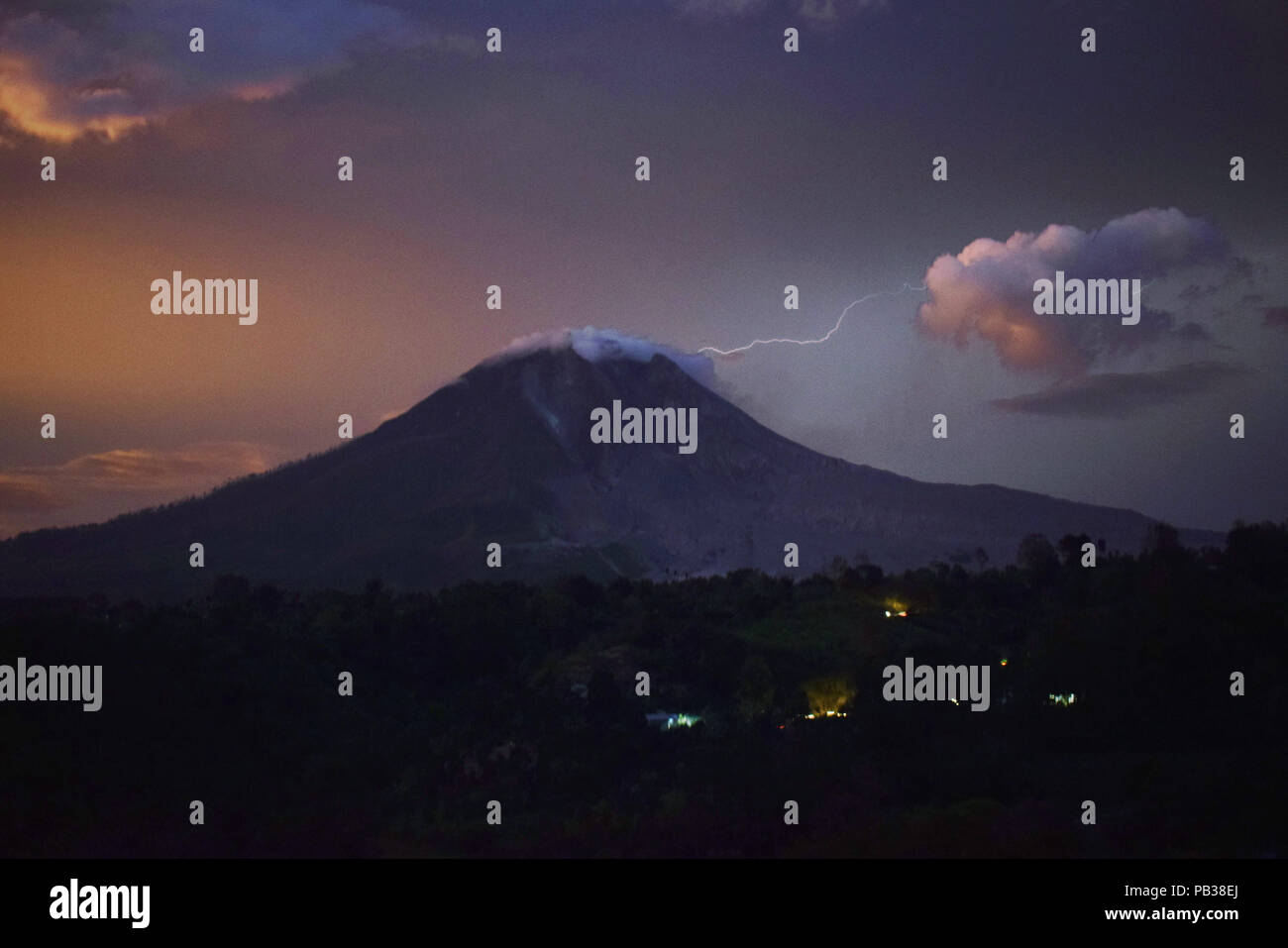 Medan, North Sumatra, Indonesia. 23rd July, 2018. Lightning seen over ...