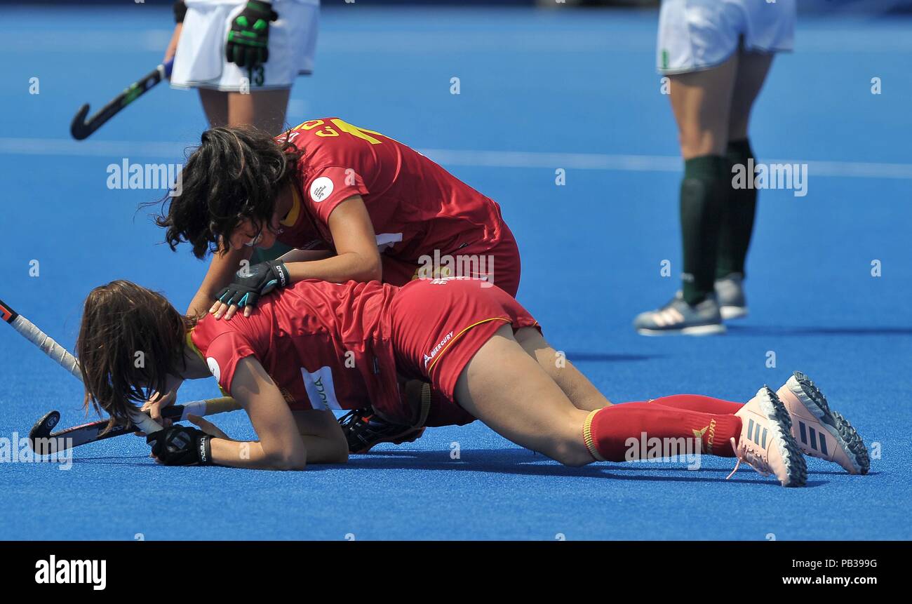 Stratford, London, UK. 26th July 2018. Carmen Cano (ESP) congratultes ...