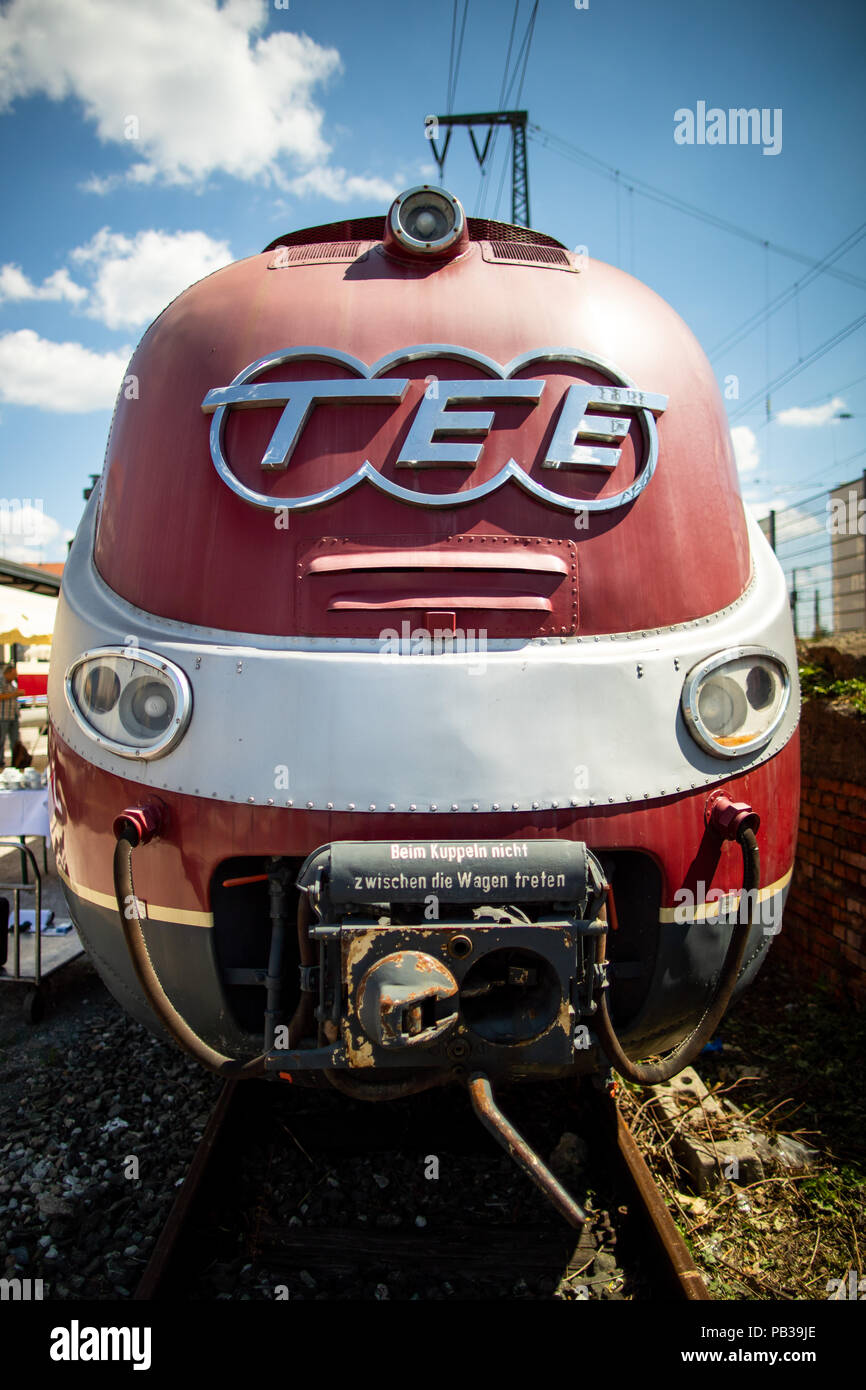 26.07.2018, Bavaria, Nuremberg: The long-distance train VT 11.5 of the ...