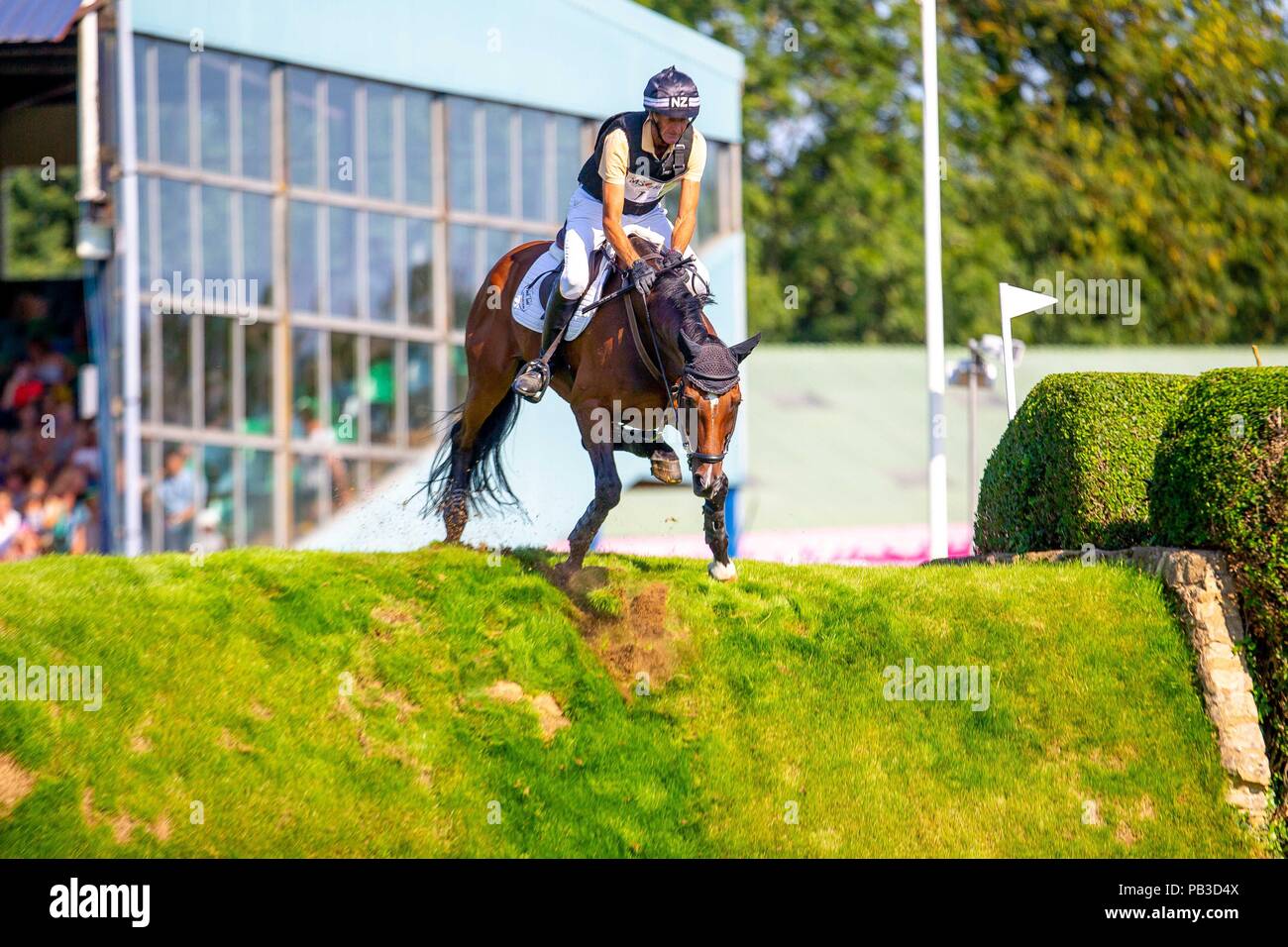 Hickstead, Sussex, UK. 26th July 2018. Sir Mark Todd riding NZB Camoino ...