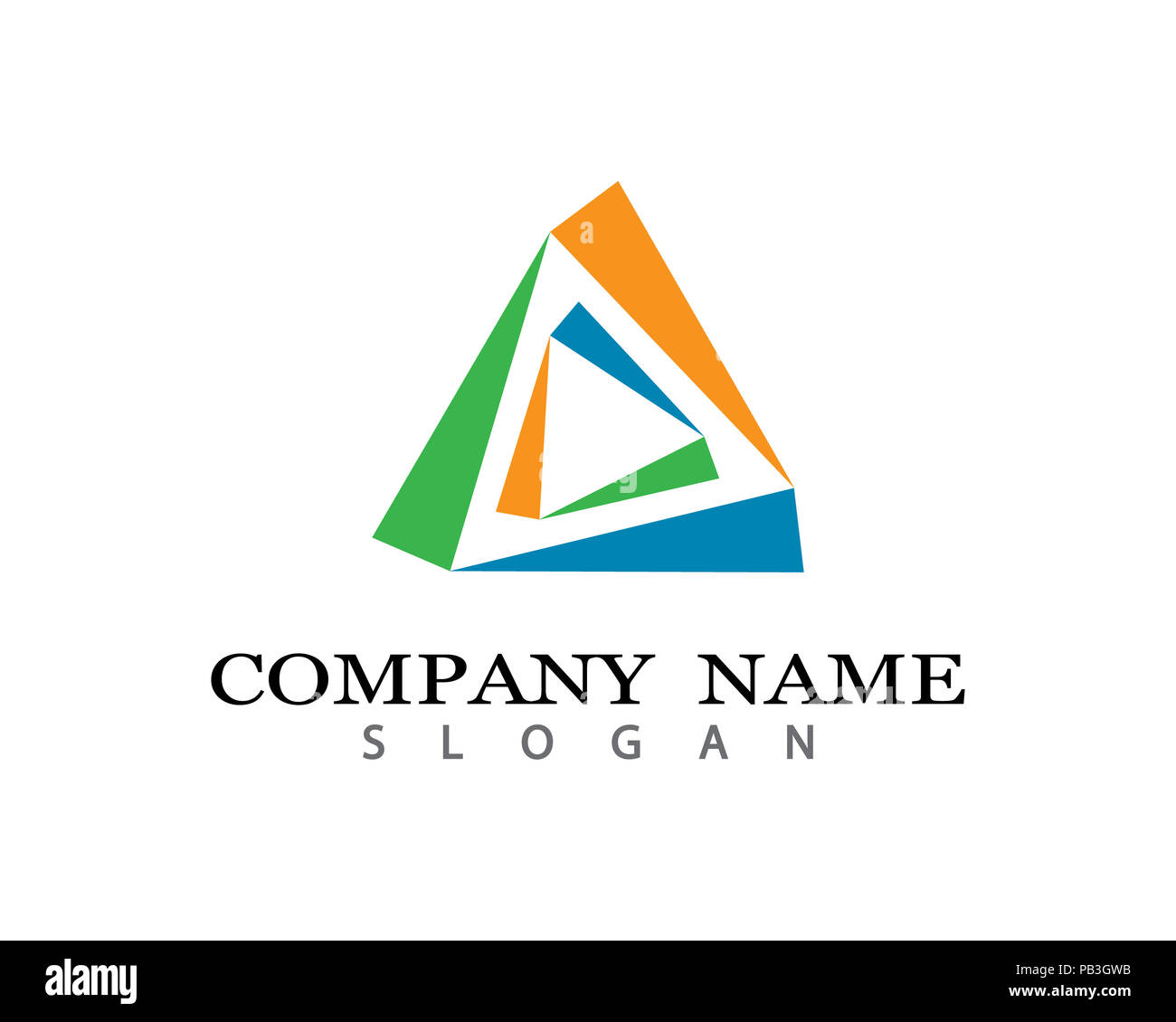 Triangle logo template vector icon illustration design Stock Photo - Alamy