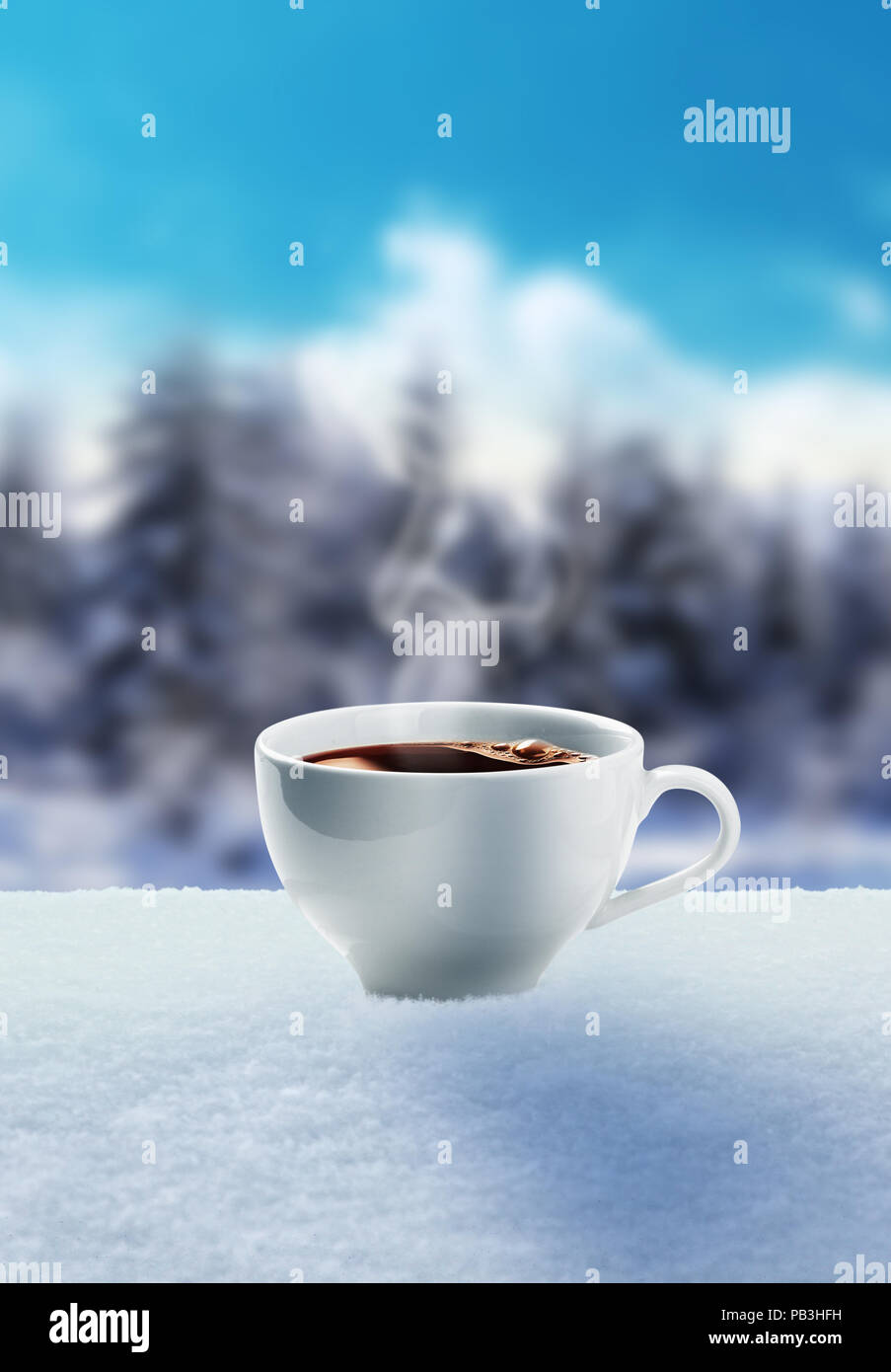 Coffee in the snow Stock Photo - Alamy