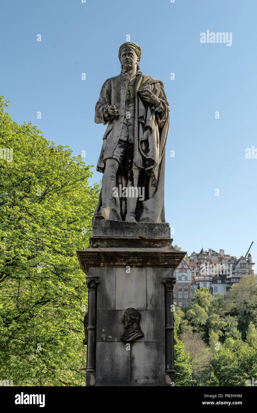 Commemorative statue to Allan Ramsay in Princes Street Gardens ...