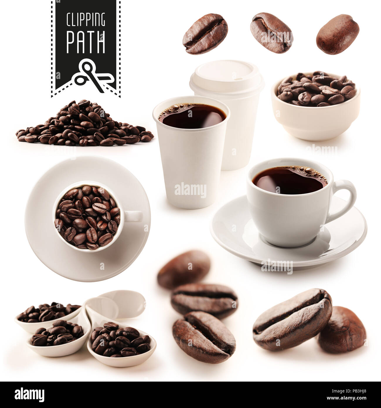 Coffee set with clipping path Stock Photo - Alamy