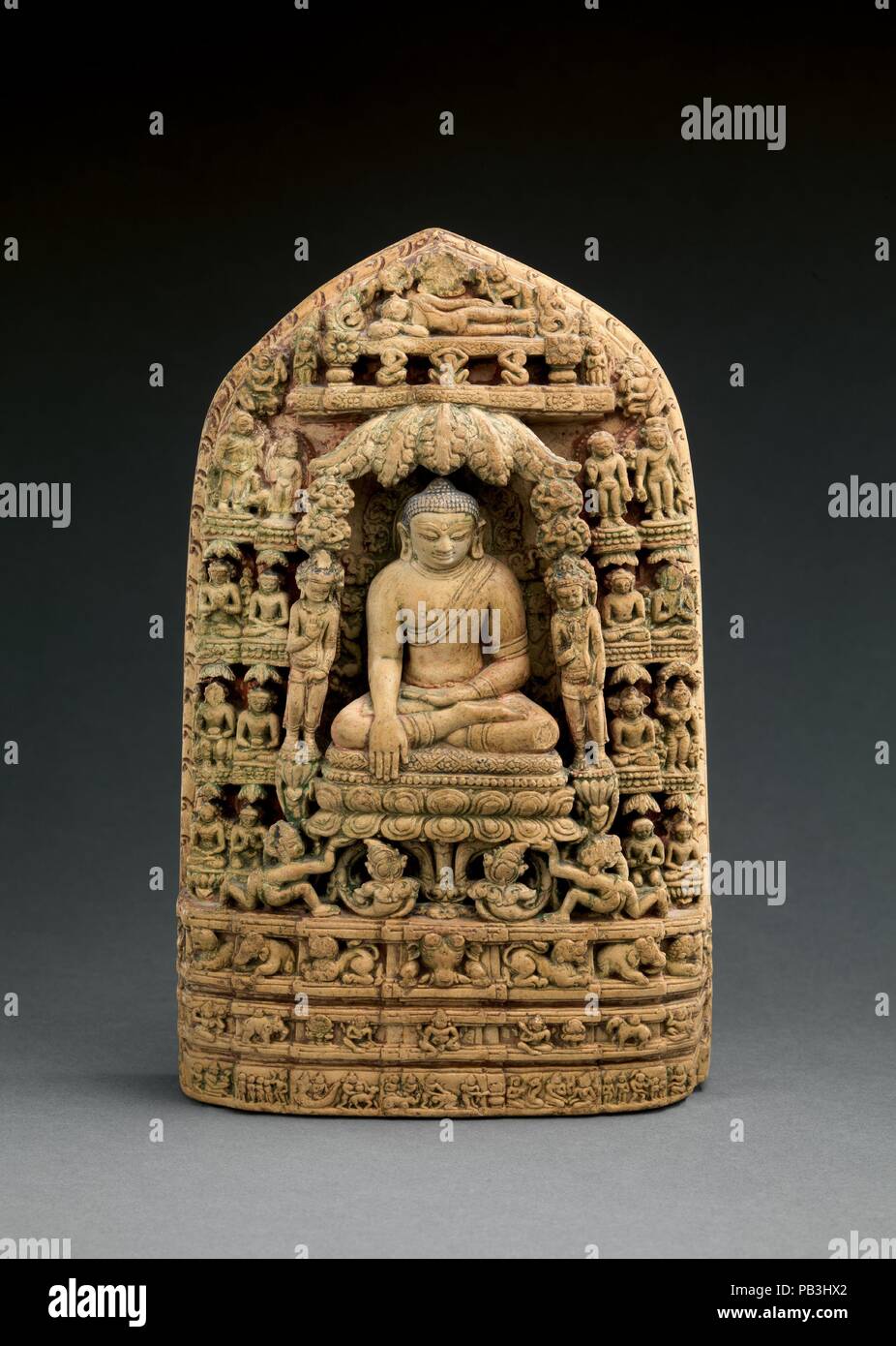 Eight Great Events Stele. Culture: Eastern India (Bihar). Dimensions: H ...