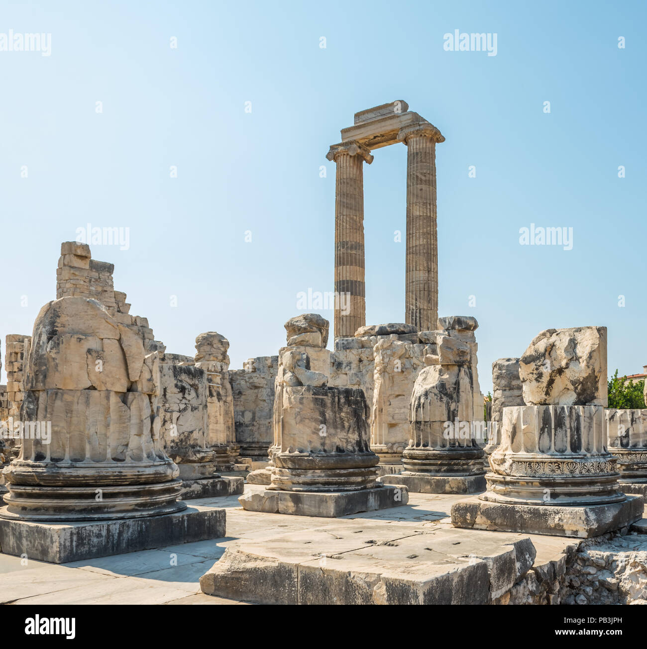 View of gorgeous marble column pillars at Temple of Apollo at ...