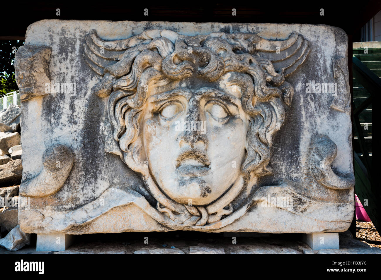 Stone carved Medusa head at Apollo Temple at Didyma in Didim,Aydin ...