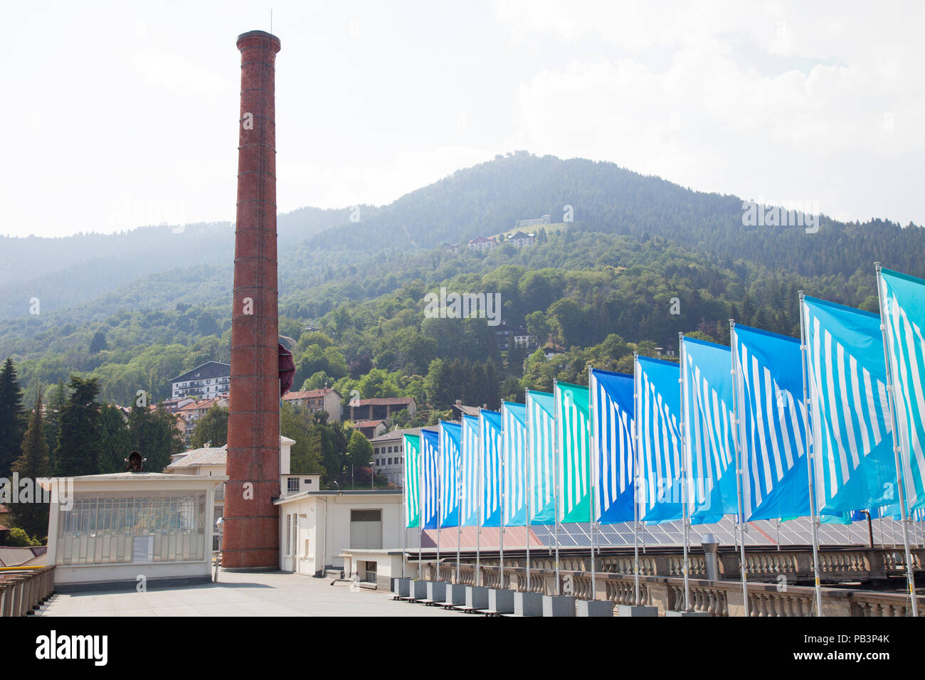 Terraces of the Wool Factory Ermenegildo Zegna, the historical chimney ...