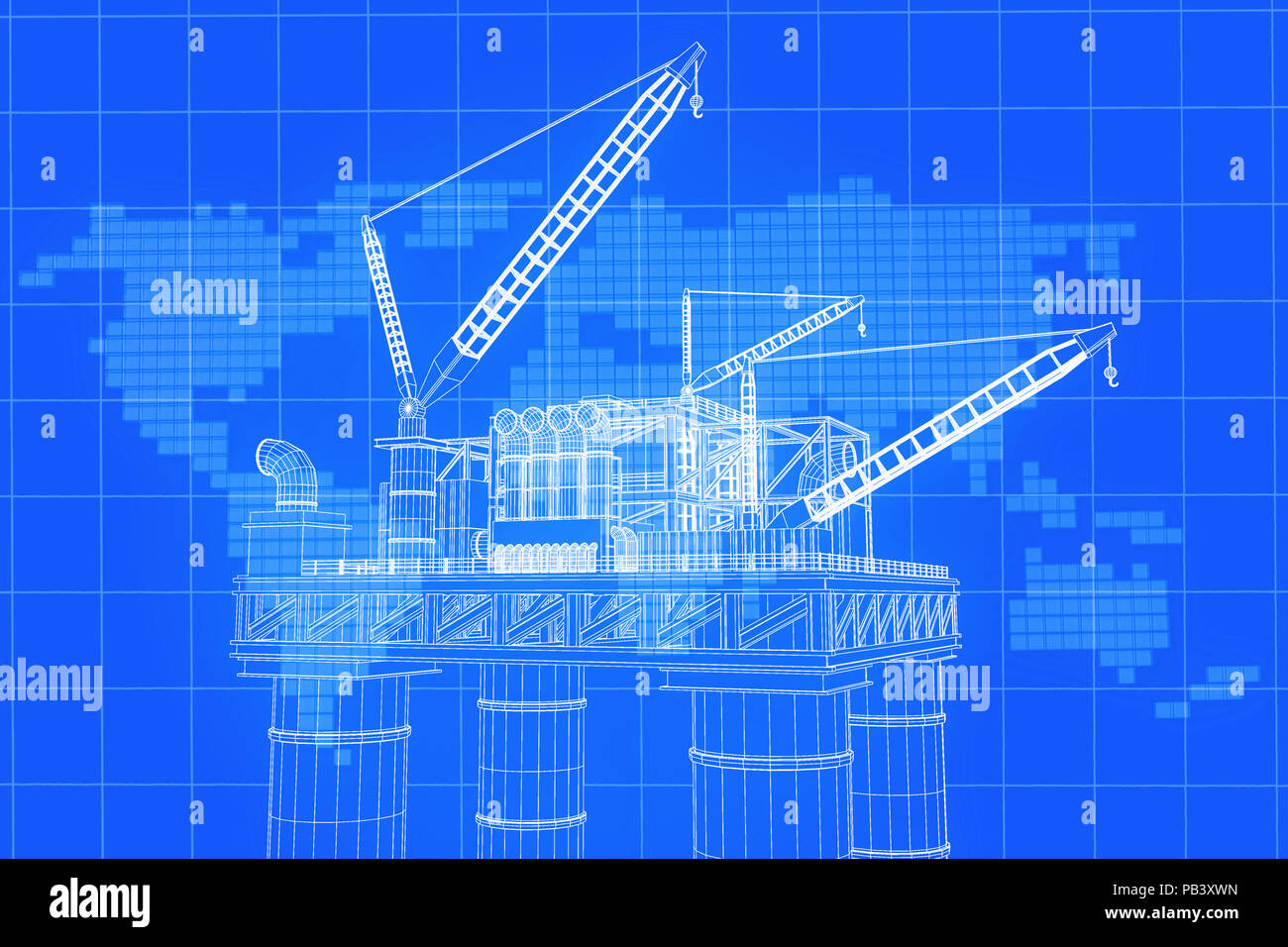 3D rendering , Blue screen Oil rig constructtion plant with background ...
