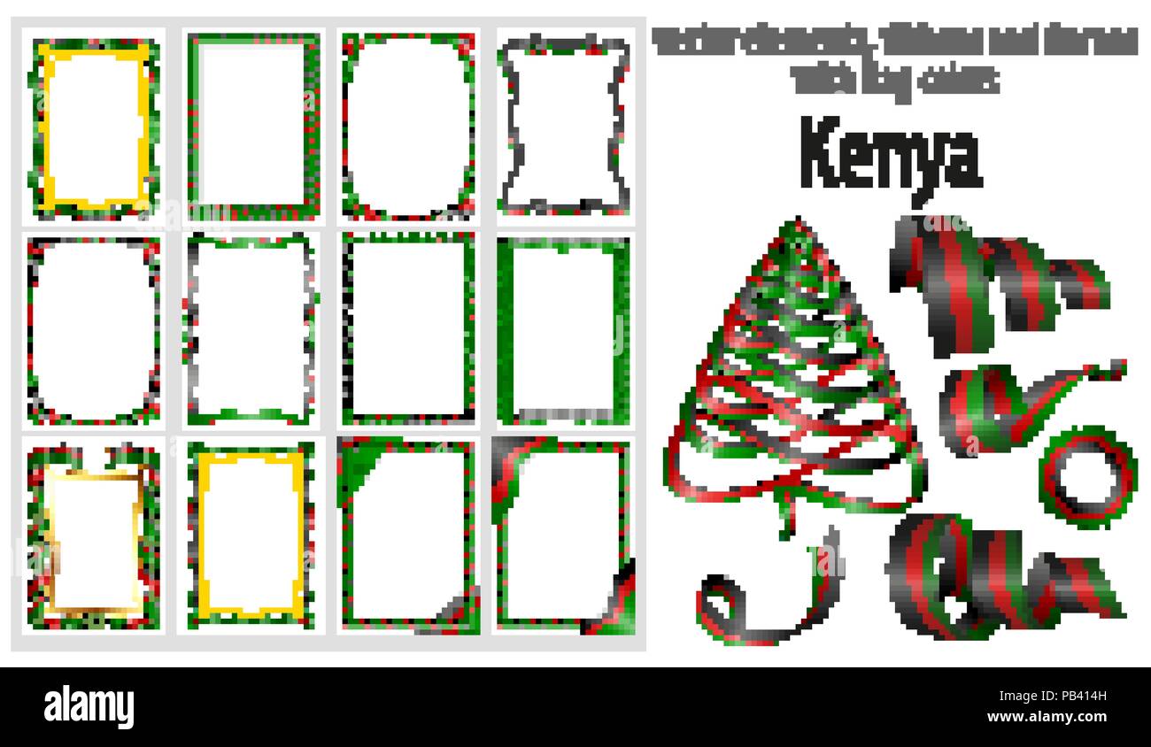 vector elements, ribbons and frames with flag colors Kenya, template ...