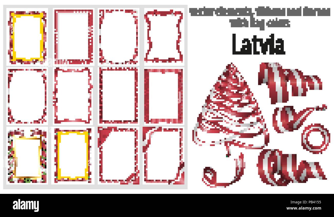 vector elements, ribbons and frames with flag colors Latvia, template ...