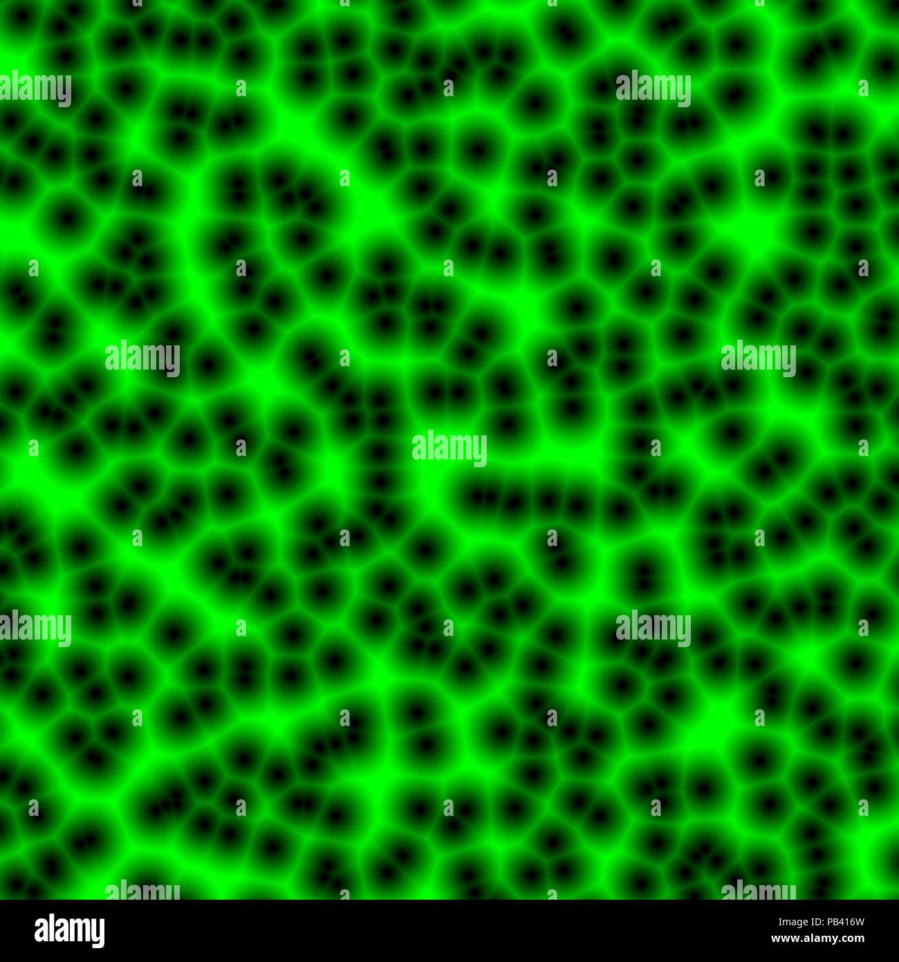 Abstract glowing black cells on green background. Looks like virus ...