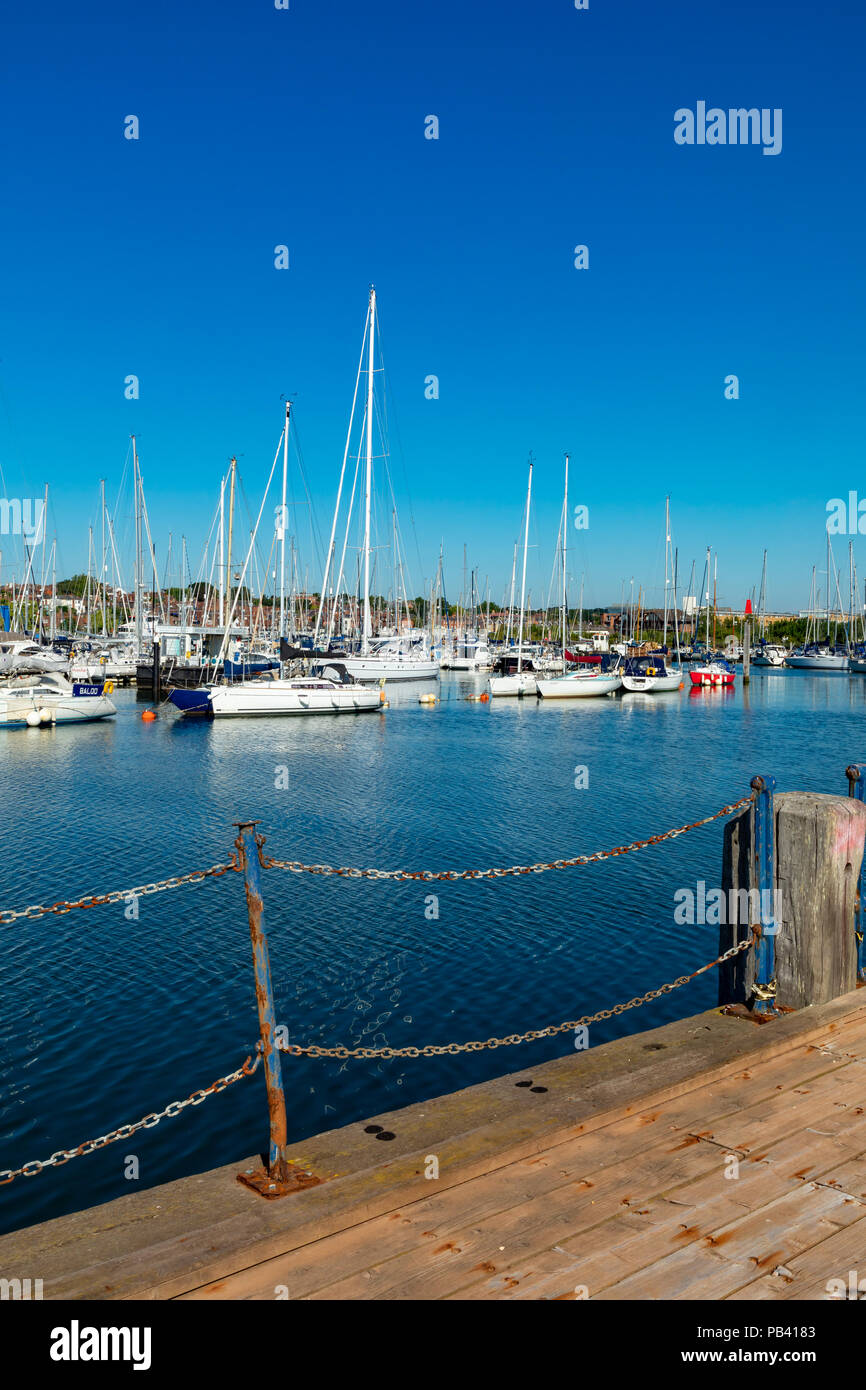 Lymington Hmapshire England July 23, 2018 Yachts in the harbour on the ...