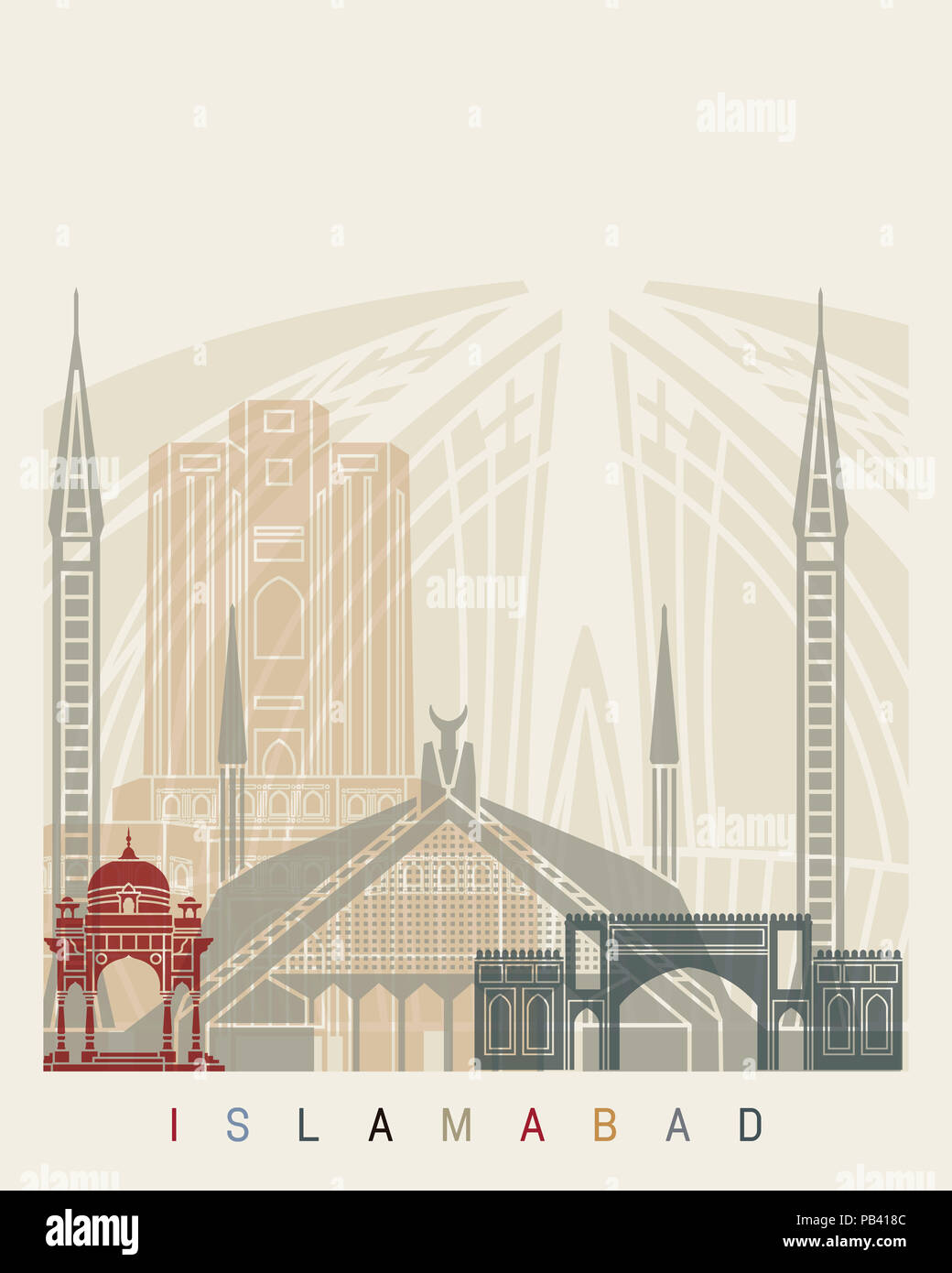 Islamabad skyline poster in editable vector file Stock Photo - Alamy