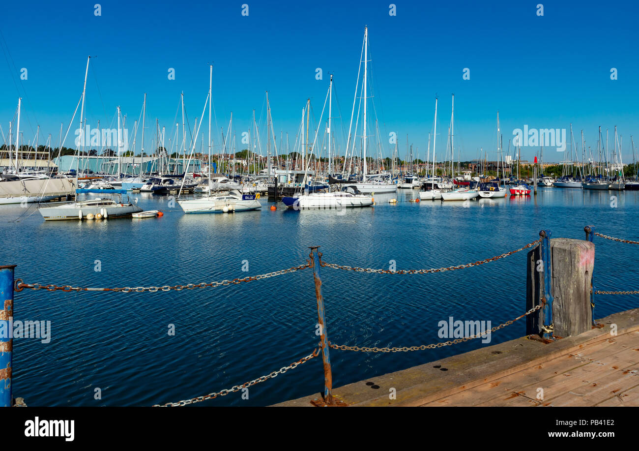 Lymington Hmapshire England July 23, 2018 Yachts in the harbour on the ...