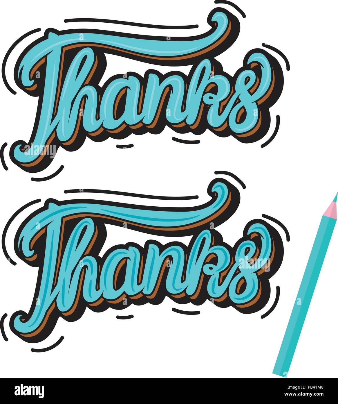 Vector Thanks hand lettering inscription isolated on white background ...