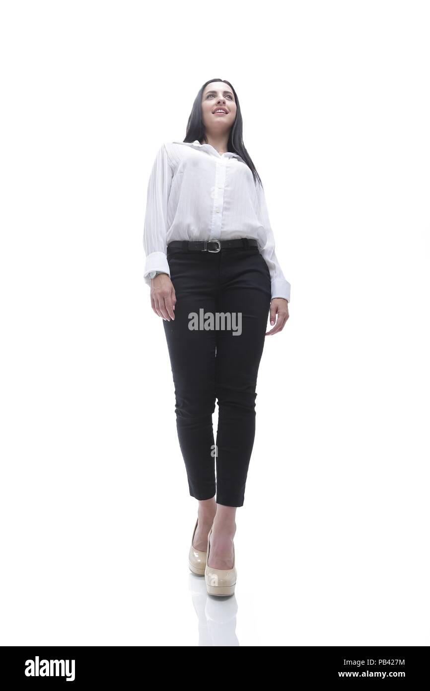 view from below. in full growth. successful young woman Stock Photo - Alamy
