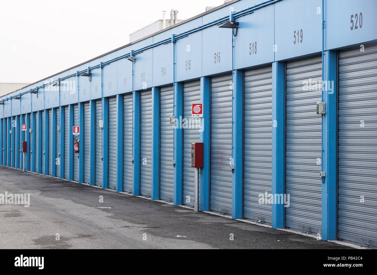 Row of Garage Lock Ups in Urban Area Stock Photo - Alamy