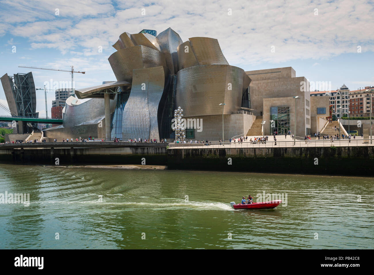 Guggenheim Bilbao, view across the Bilbao River of the Frank Gehry ...