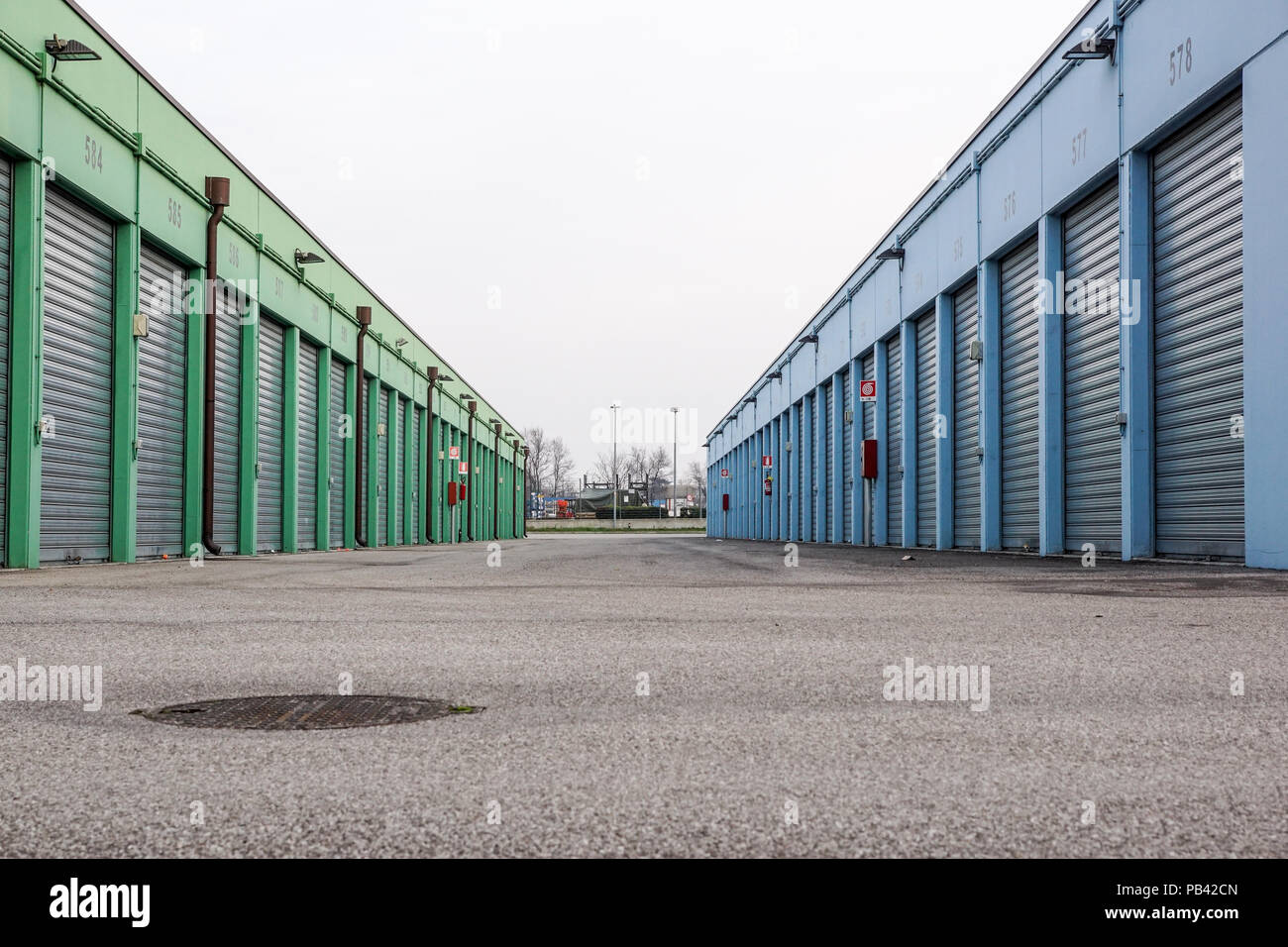 Row of Garage Lock Ups in Urban Area Stock Photo - Alamy