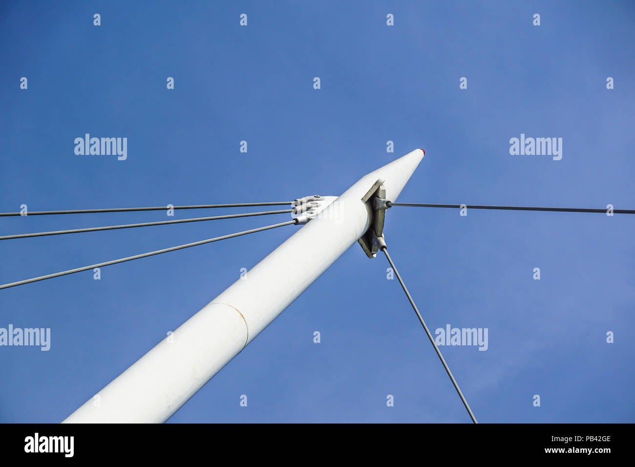 Modern details of bridge. Holding cables Stock Photo - Alamy