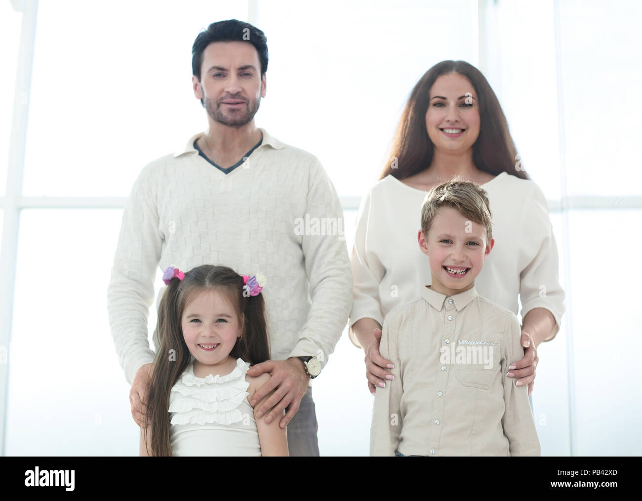 portrait of a happy family with small children. the concept of ...
