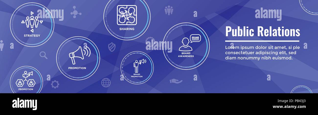 Public Relations Web Header Banner and Icon Set w brand awareness ...